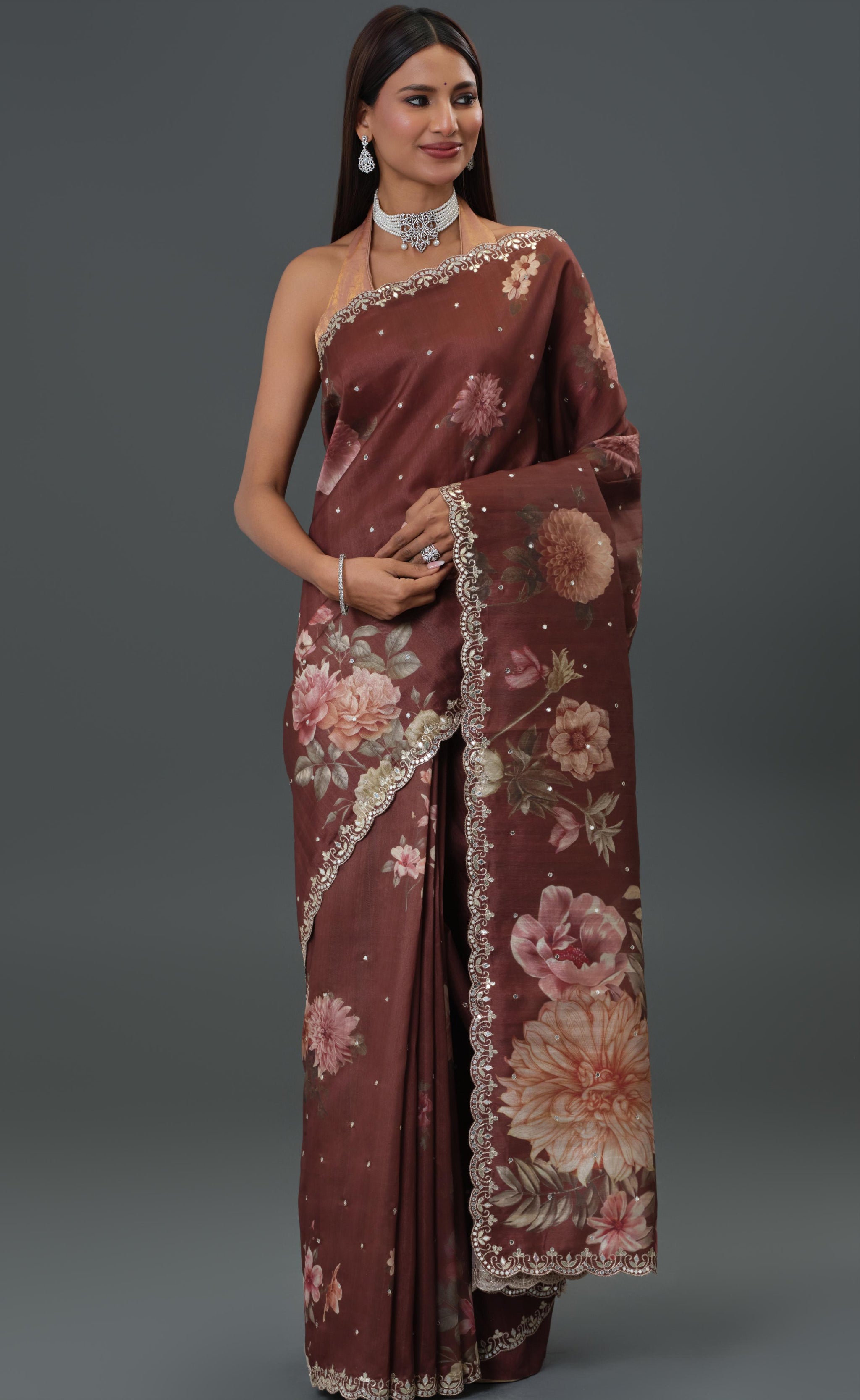 Sassy Brown Tussar Silk Saree